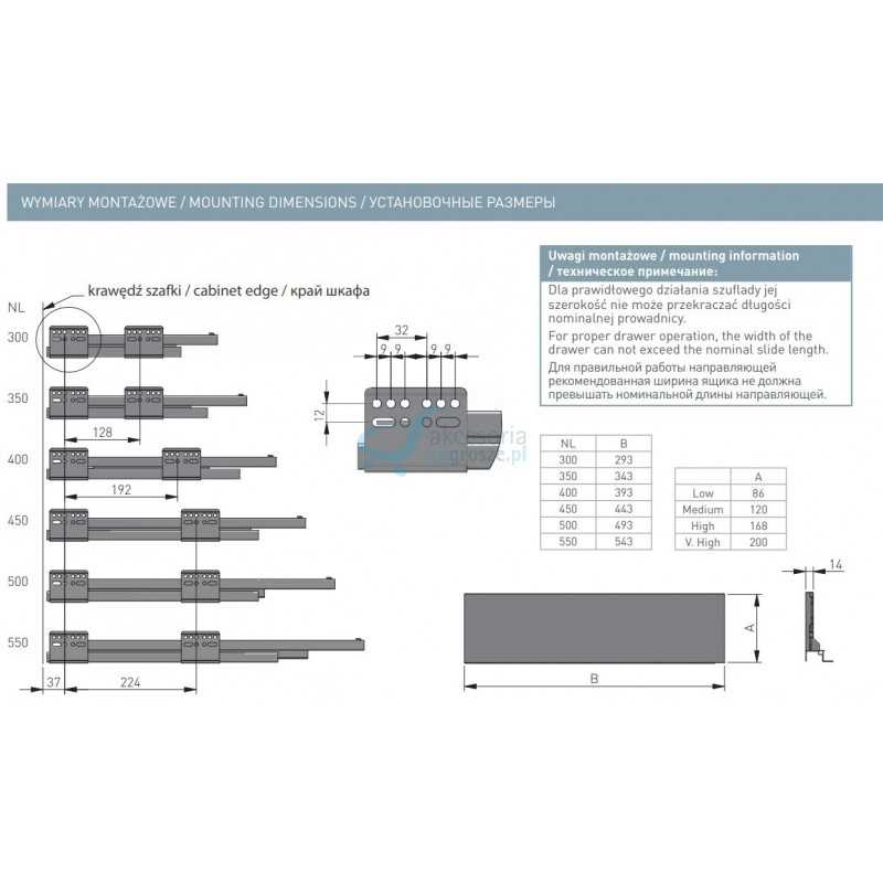 Szuflada GTV AXIS PRO 350 mm Antracyt Wysoka H167 mm PB-AXISPRO-KPL350C - sklep z akcesoriami ...